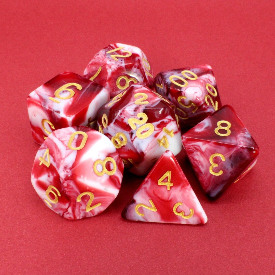 Polyhedral 7 Piece DND Dice Set - Strawberries and Cream - Etsy