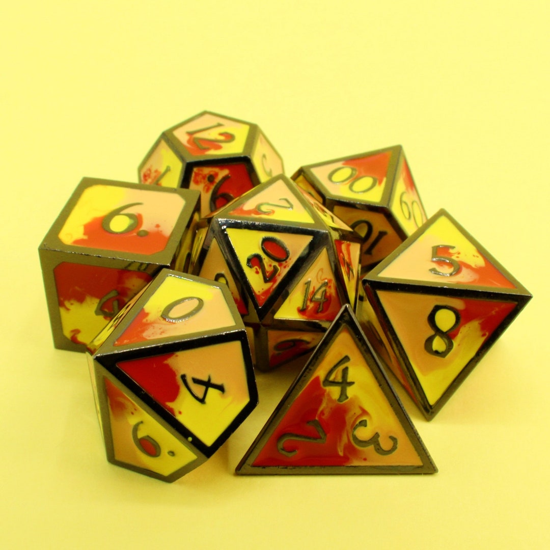 Yellow Orange and Red Metal Dice Set! - Etsy