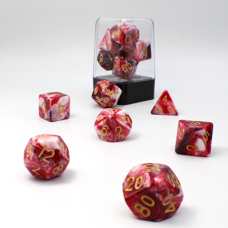 Polyhedral 7 Piece DND Dice Set Strawberries and Cream - Etsy