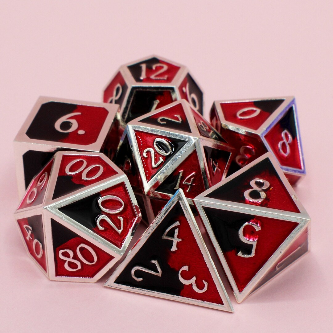 Black and Red Metal Dice Set! - Etsy
