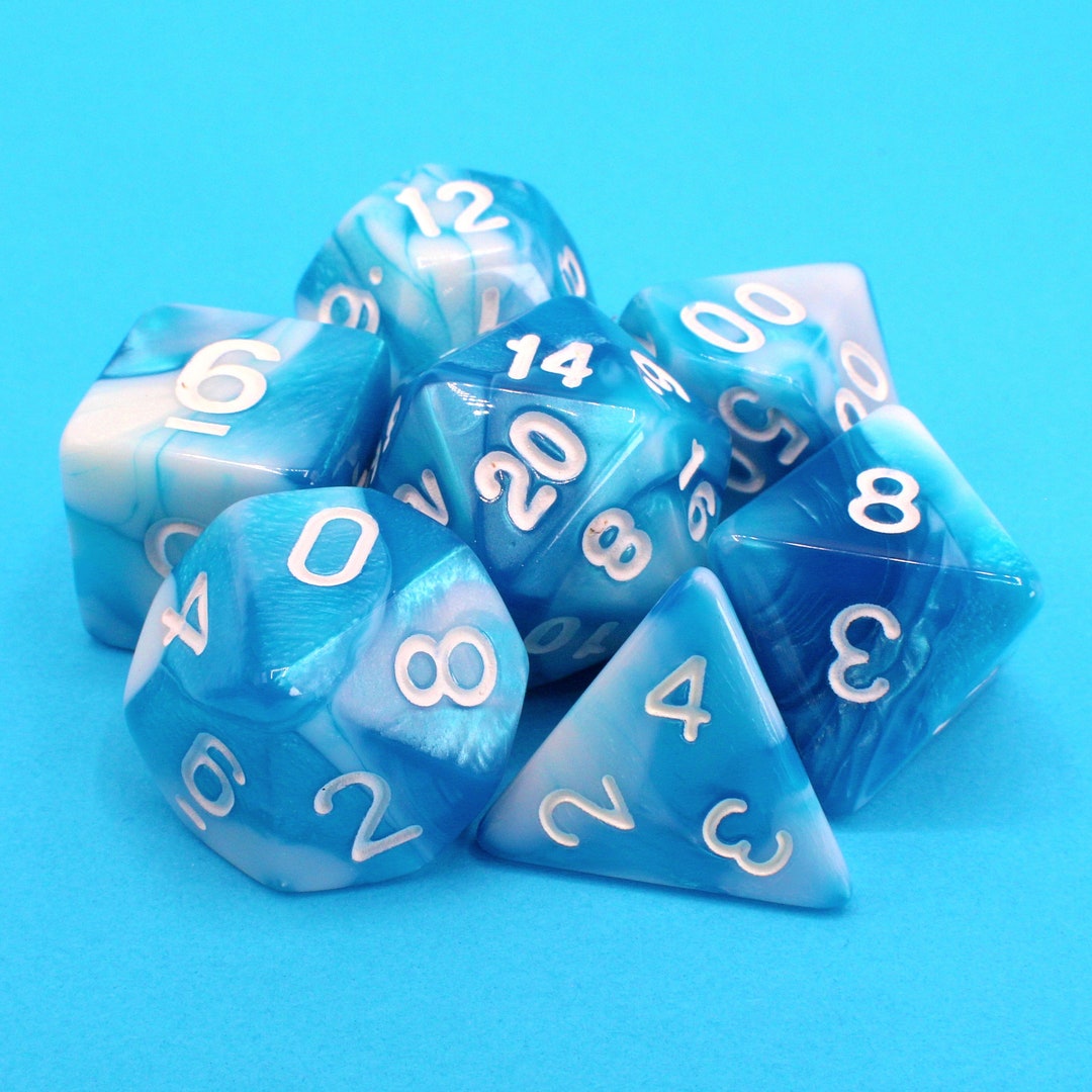 Polyhedral 7 Piece DND Dice Set Ice Flow - Etsy