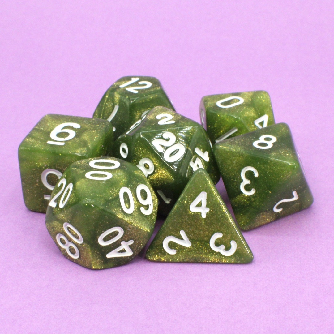 Polyhedral 7 Piece DND Dice Set - Primeval Forest - Etsy