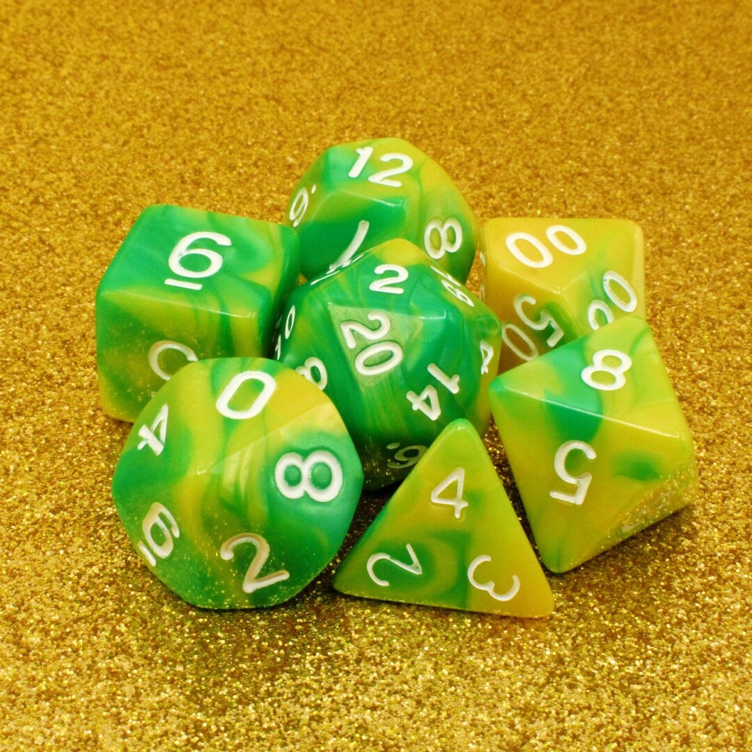 Polyhedral 7 Piece DND Dice Set - Algae Bloom - Etsy
