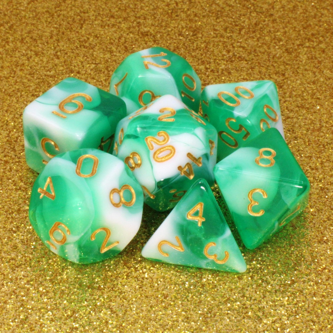 Polyhedral 7 Piece DND Dice Set Jade Pinnacle - Etsy