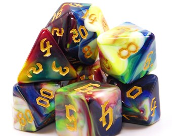 Polyhedral 7 Piece DND Dice Set - Bountiful Harvest - Etsy