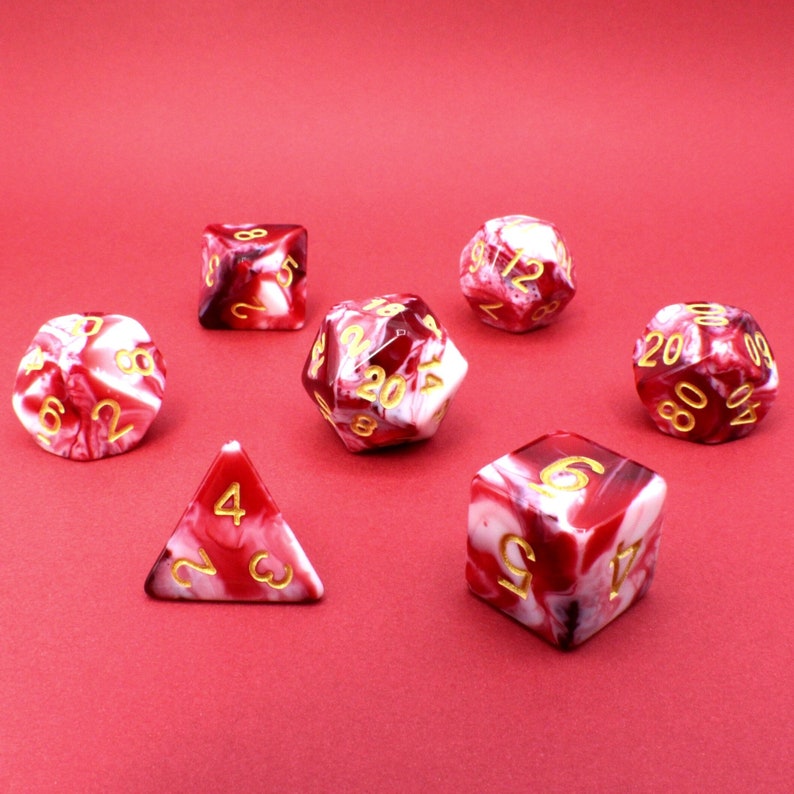 Polyhedral 7 Piece DND Dice Set Strawberries and Cream - Etsy