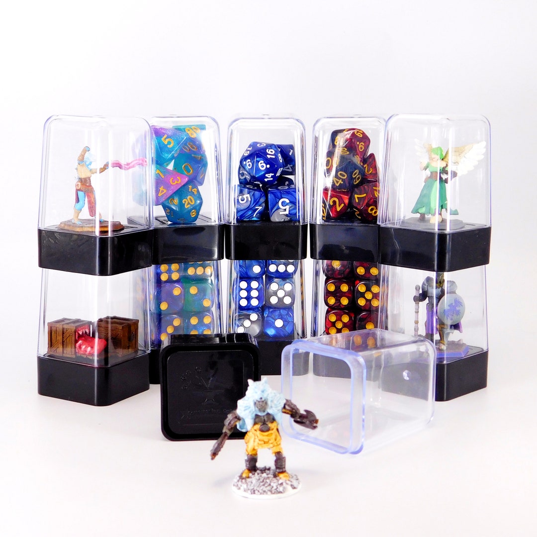 Dice Set Container D6 Pips, Polyhedral 7 Piece Set, and Miniature ...