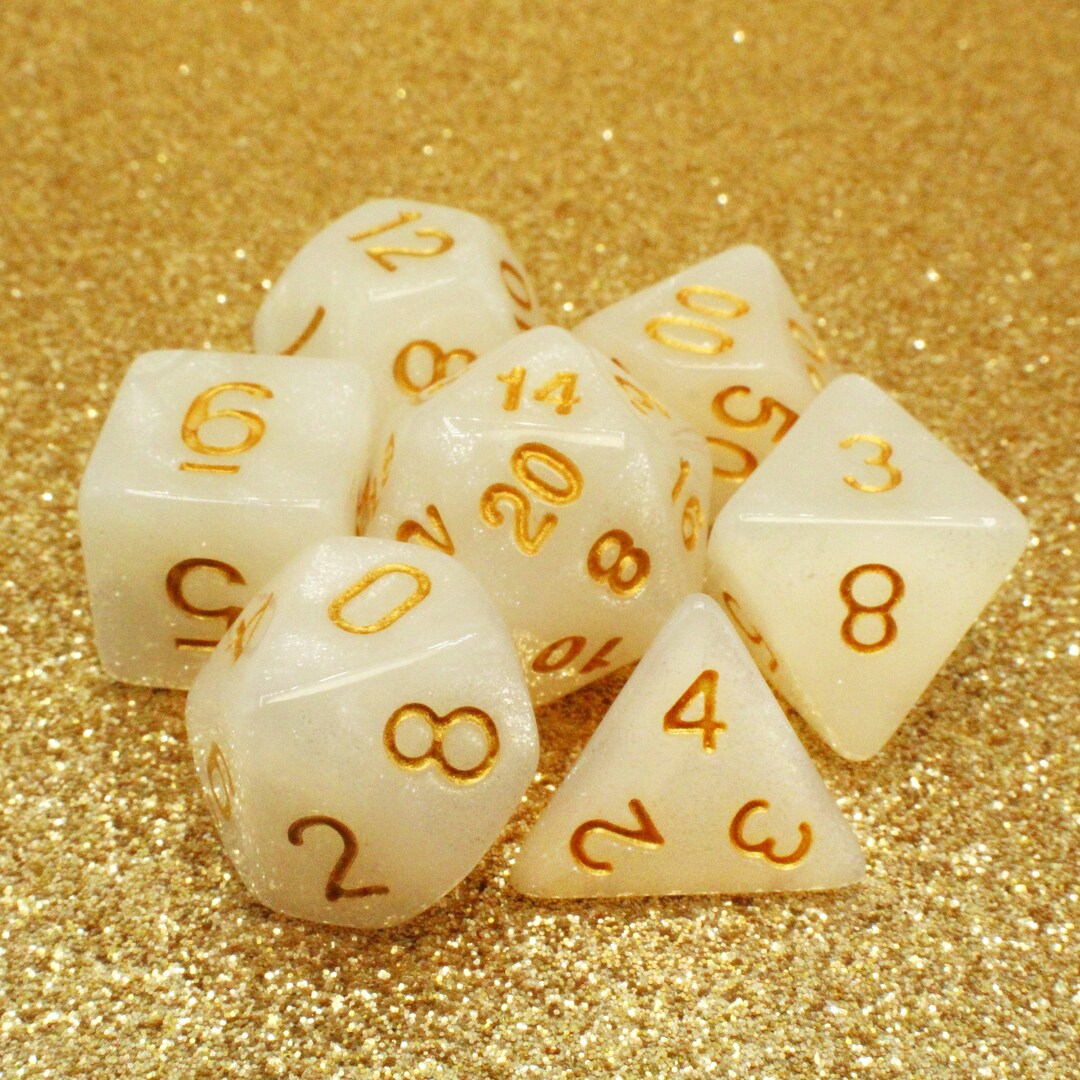 Polyhedral 7 Piece DND Dice Set - Celestial Moonstone - Etsy