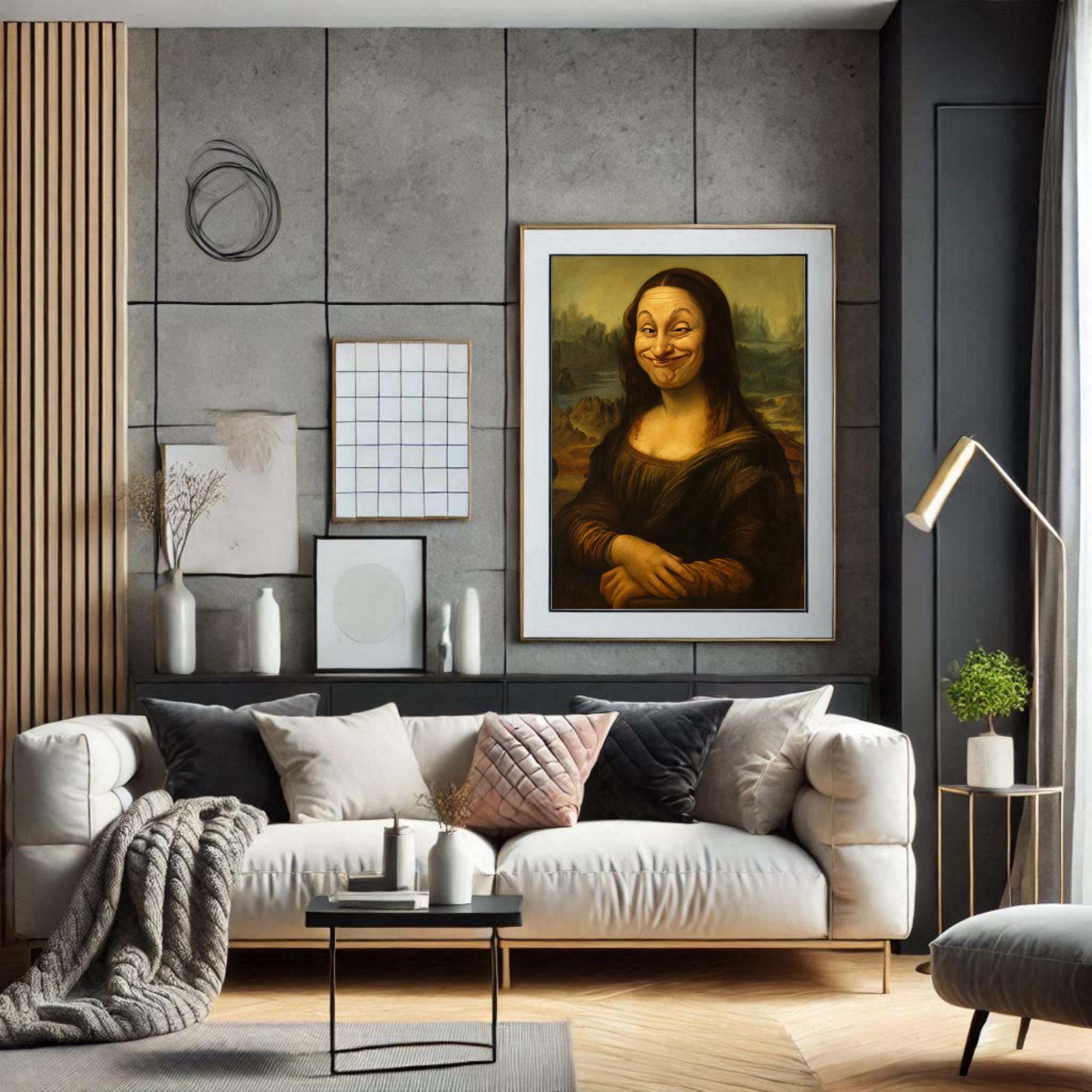 Funny Mona Lisa Wall Art, Leonardo Da Vinci Parody Oil Painting ...