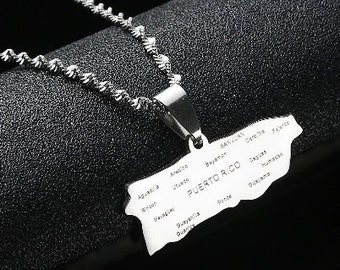 Puerto Rico Map Gold Necklace - Etsy