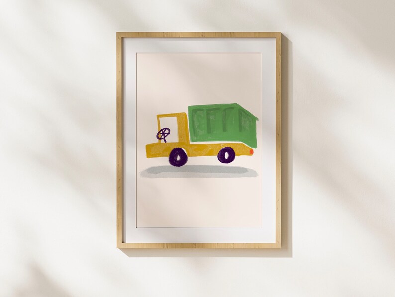 Kids Wall Art Set of 3 Three Prints: School Bus Garbage - Etsy