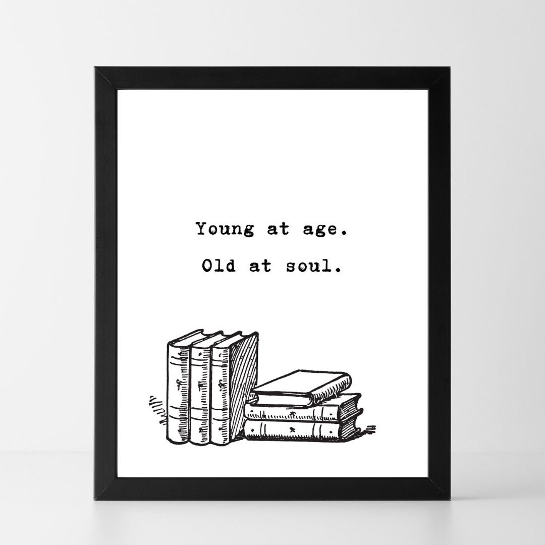 Old Book Print, Young at Age Old at Heart, Book Lover Gift, Library Art ...
