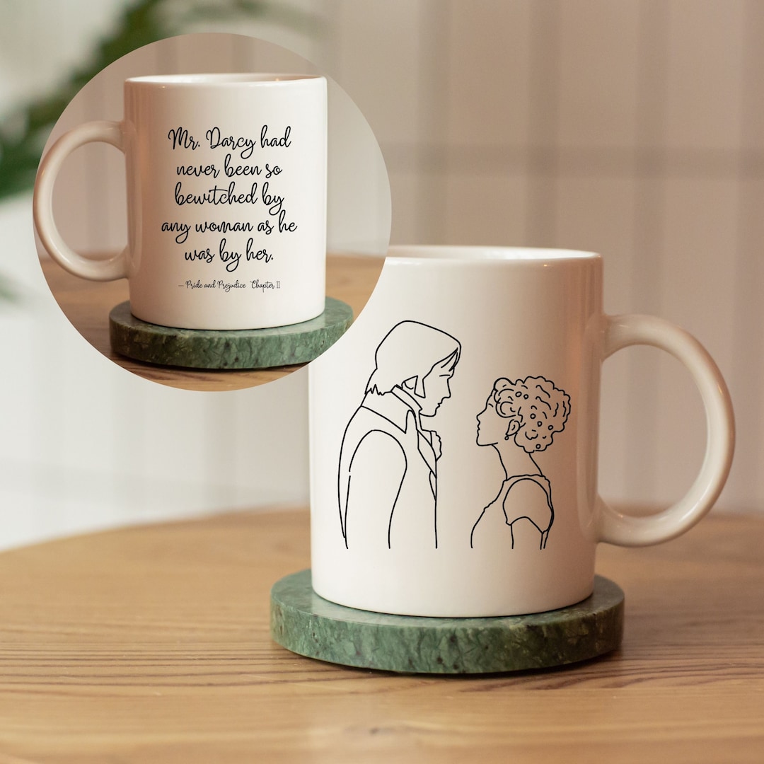 Double Sided Pride and Prejudice Mug 11oz, Lizzy Bennet, Mr Darcy, Jane ...