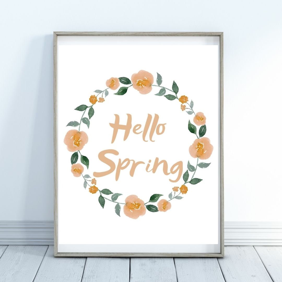 Watercolor Spring Printable, Watercolor Wall Art, Hello Spring ...