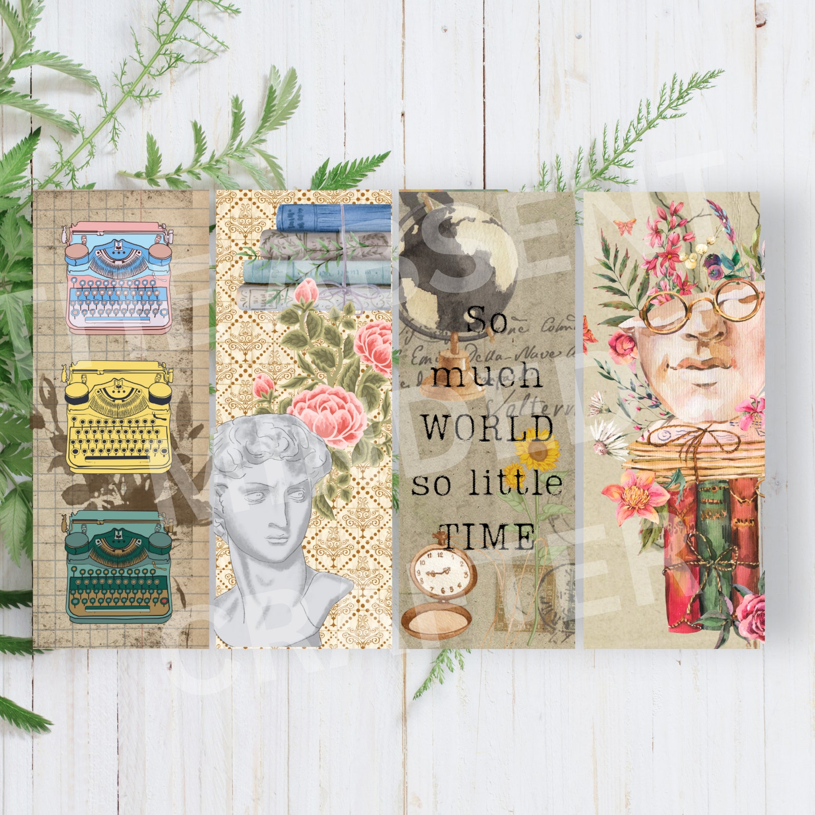Set of 7 Vintage Style Bookmarks, Digital Download Bookmarks, Dark ...
