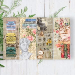 Set of 7 Vintage Style Bookmarks, Digital Download Bookmarks, Dark ...