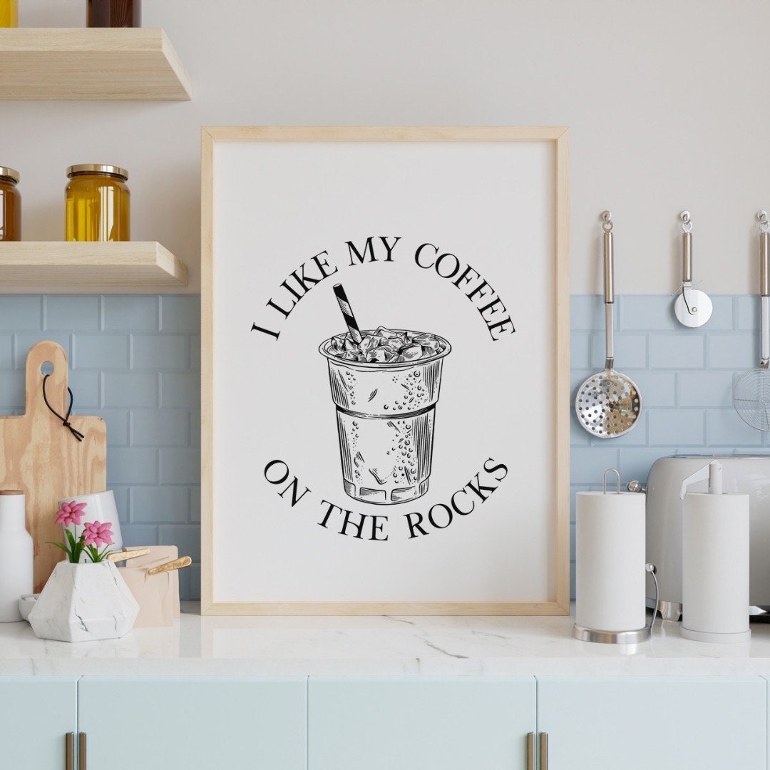 8x10 Iced Coffee Print, I Like My Coffee on the Rocks Print, Vintage ...