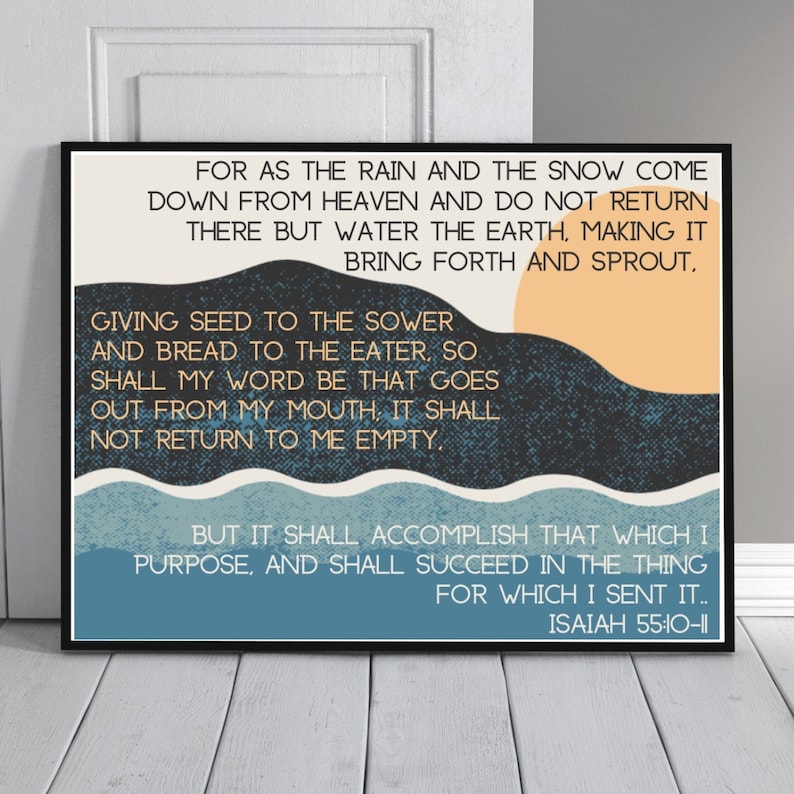Isaiah 55:10-11 Print, Scripture Printable, Inspirational Wall Art ...