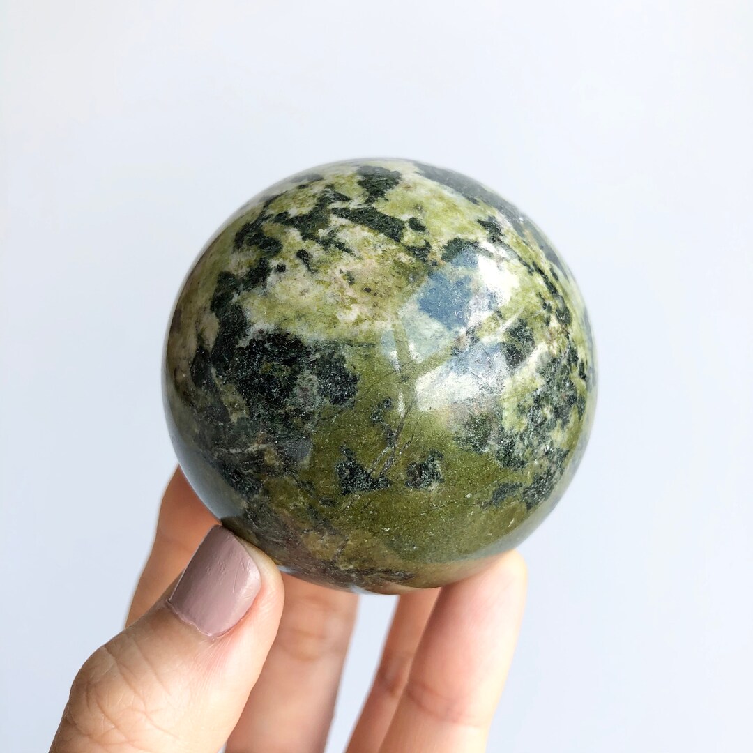 BRAZILIAN Serpentine Sphere | Imperial Serpentine | Heart & Root Chakra ...