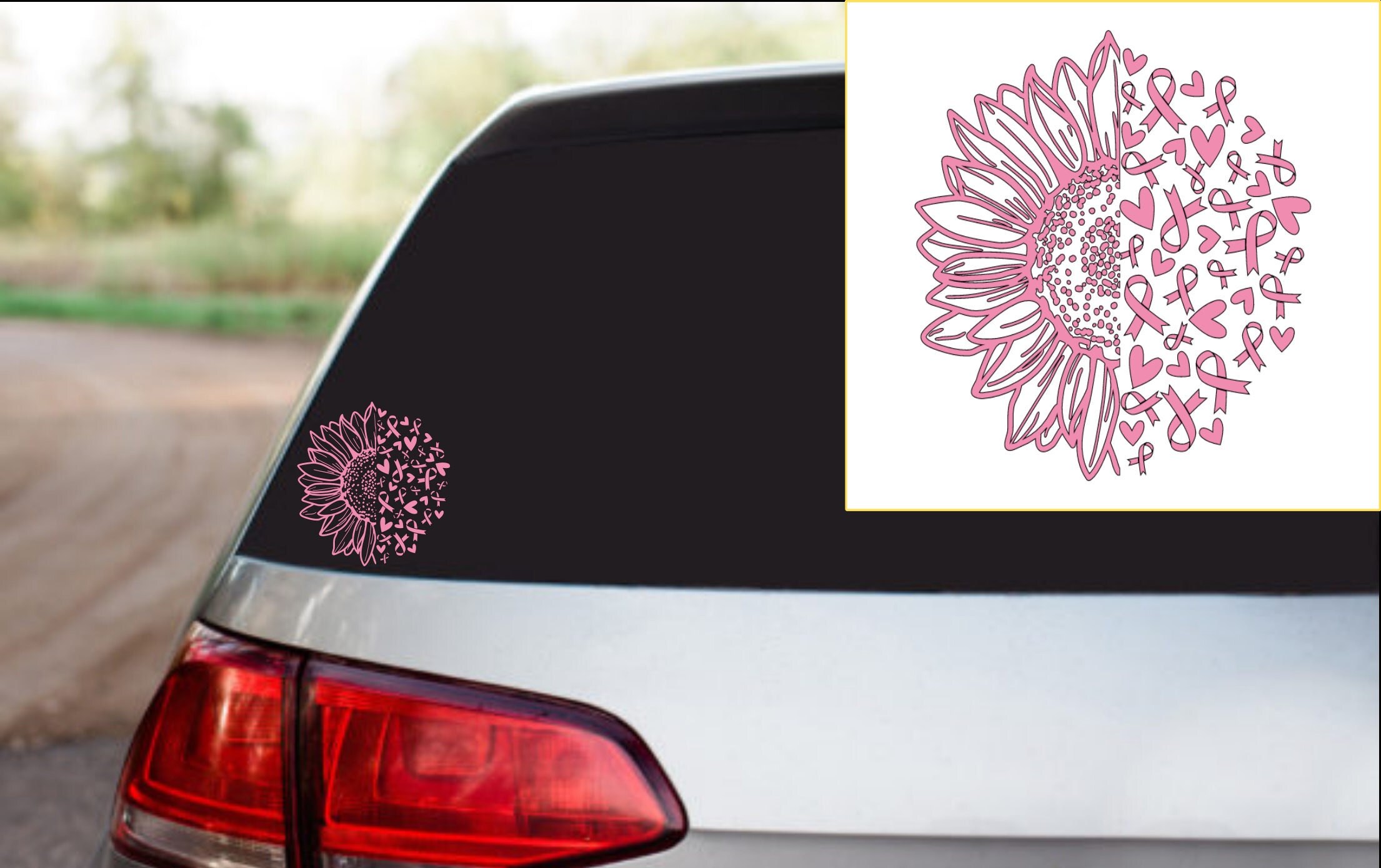 Breast Cancer Decal, Breast Cancer Awareness Decal, Sunflower Breast ...