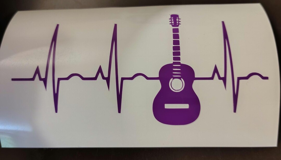 Guitar Heartbeat Decal for Gift Color Custom Heartbeat Guitar Car Decal ...