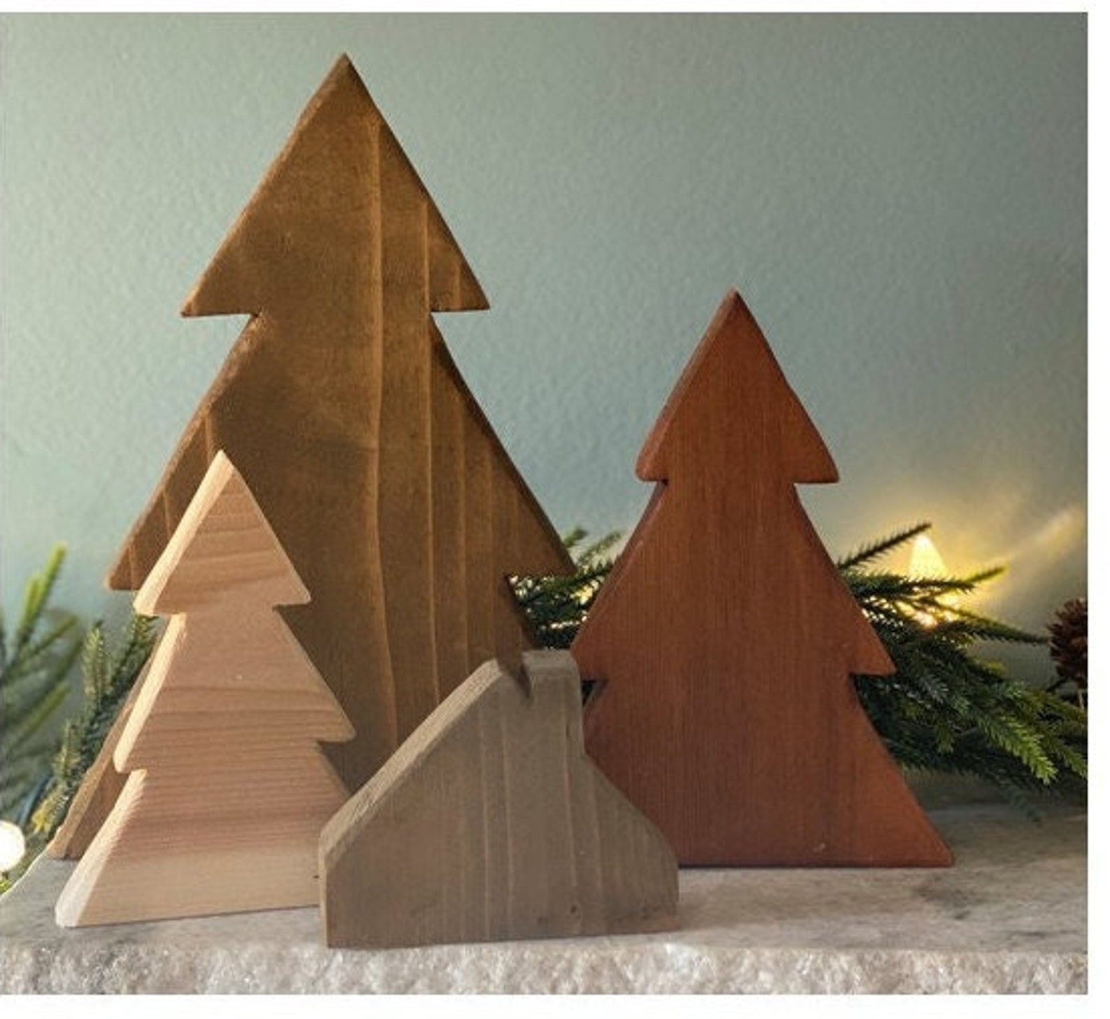 Wood Christmas Decor, Christmas Trees and Cabin, Cedar Modern Holiday ...
