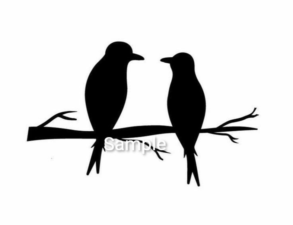 Two birds on a branch clipart silhouette svg jpg dxf and | Etsy