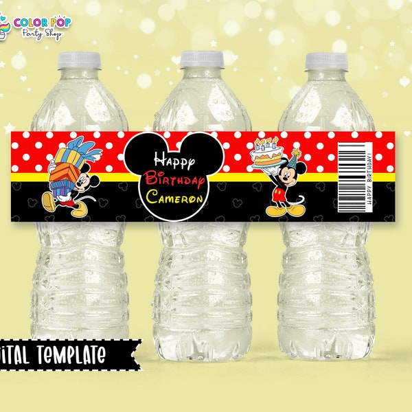 Mickey Mouse Water Bottle Labels - Etsy