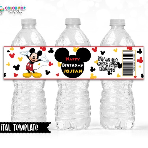 Mickey Mouse Water Bottle Label Printable Mickey Mouse Water - Etsy