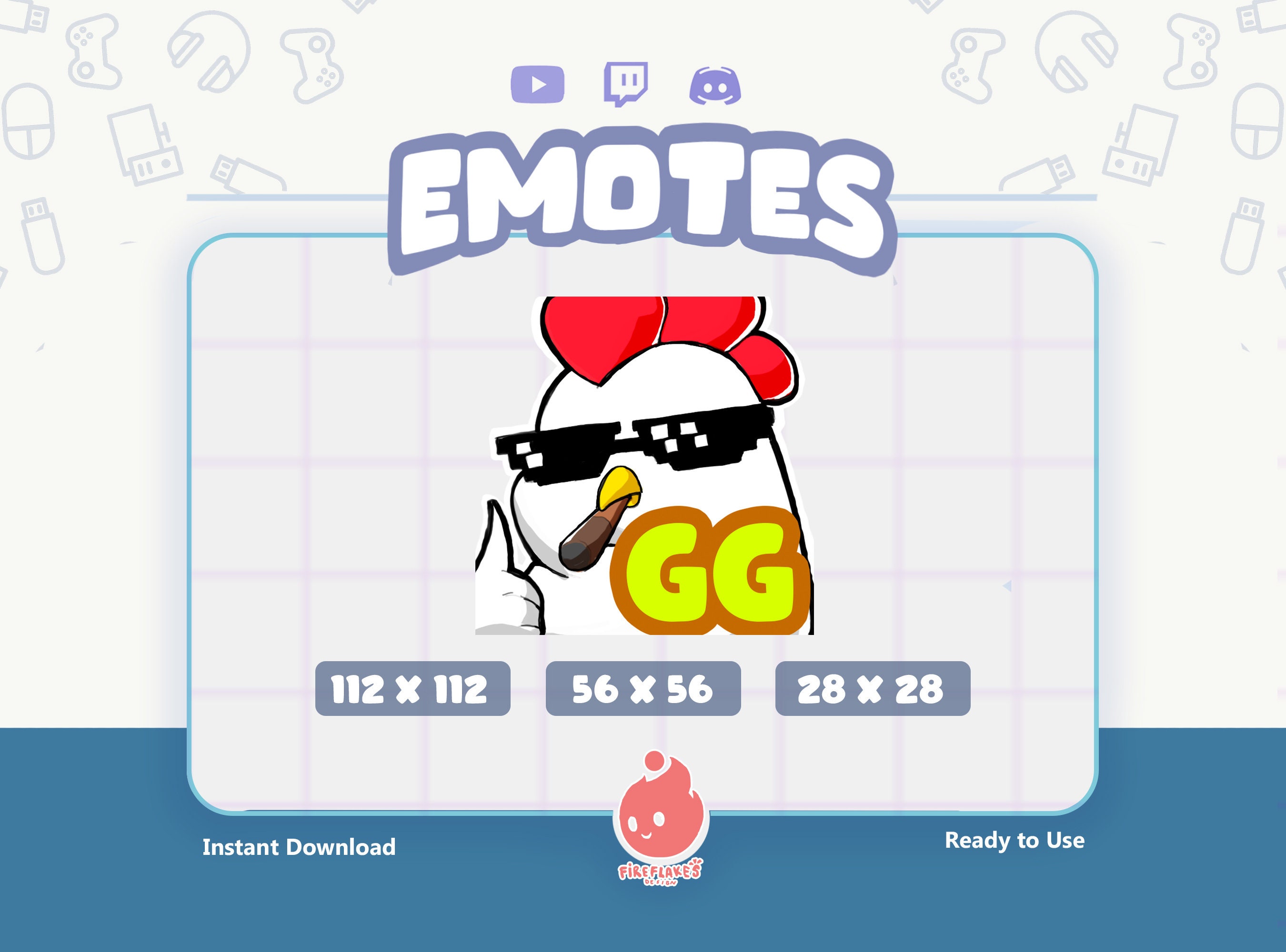 Twitch Emotes / Chicken GG Well Played / Meme / Emotes / - Etsy