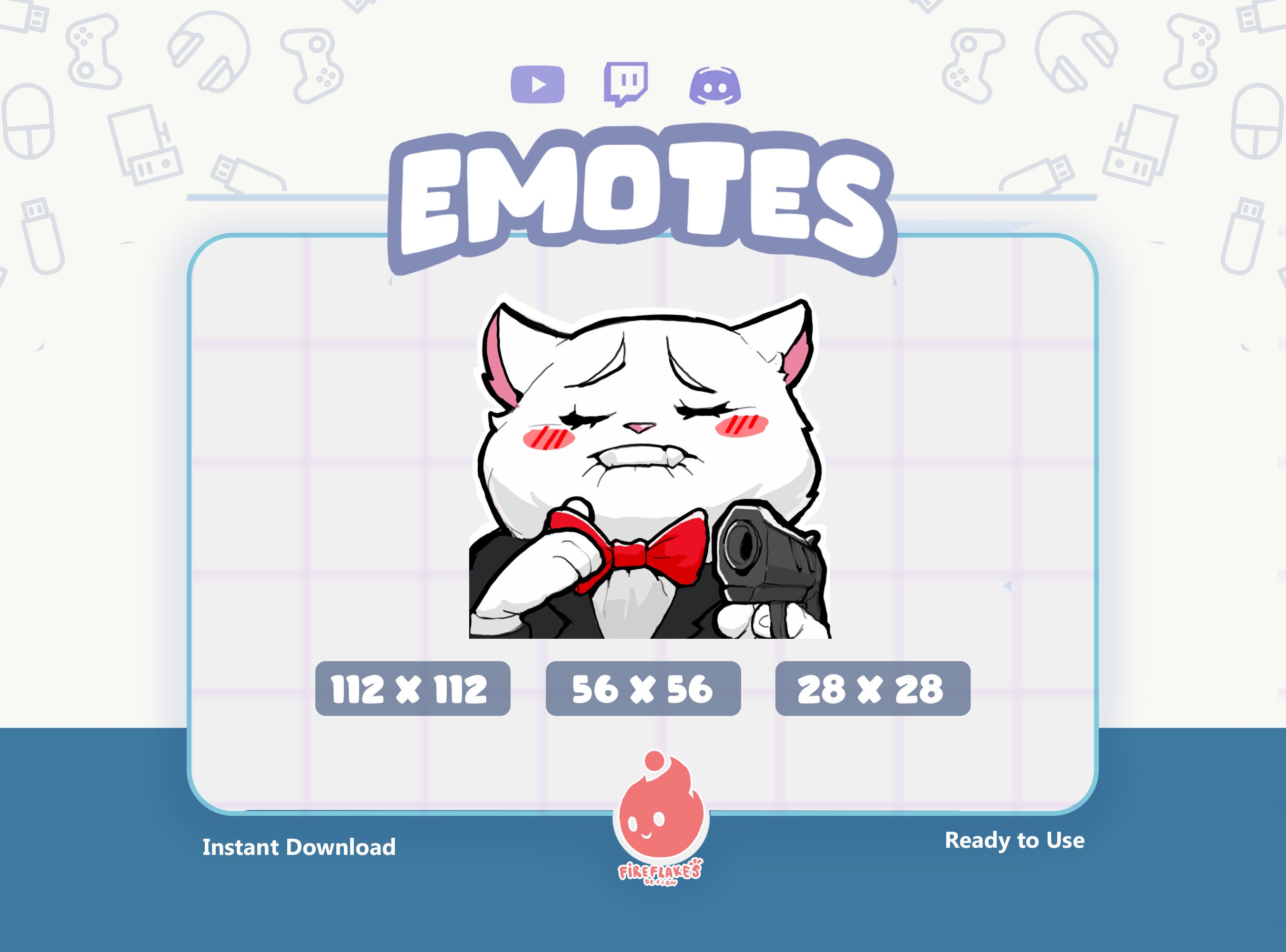 Buy Twitch Emote / Gentleman Gun Cat Emote / Kawaii / Funny Emotes ...