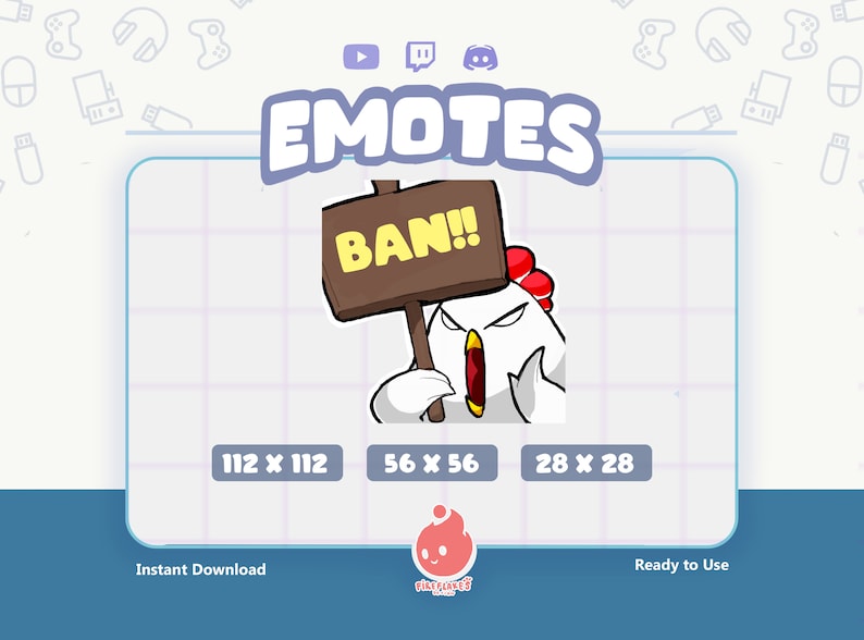 Twitch Emote / Chicken Ban Emote / Cute / Kawaii / Funny Emotes / Funny ...