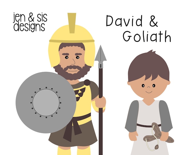 David & Goliath Clipart Set Bible Story Clipart for Bible - Etsy