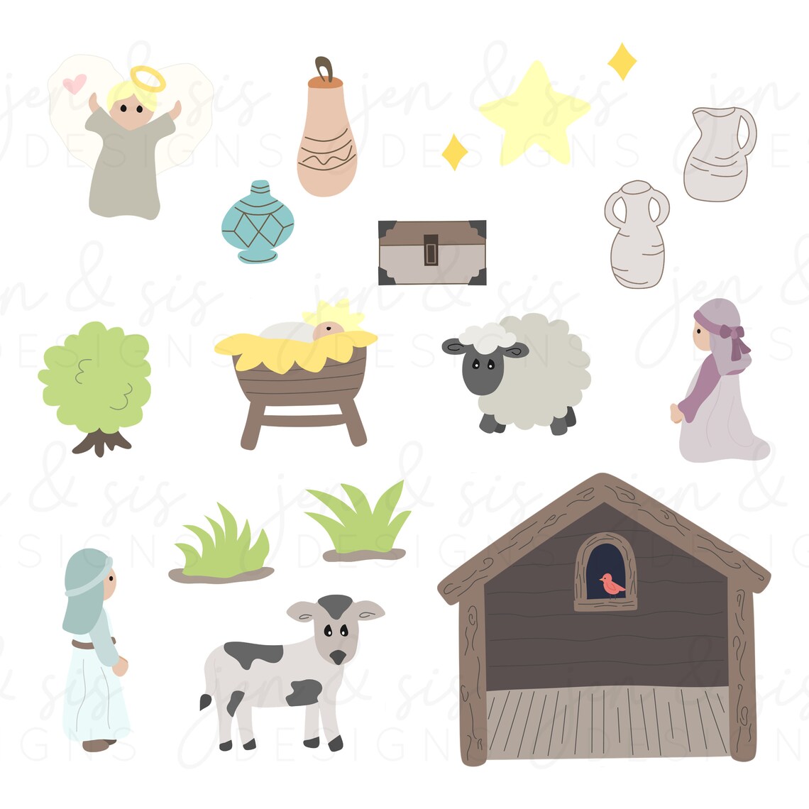 Nativity Clipart Set | Digital Download | Bible Story Clipart | for ...