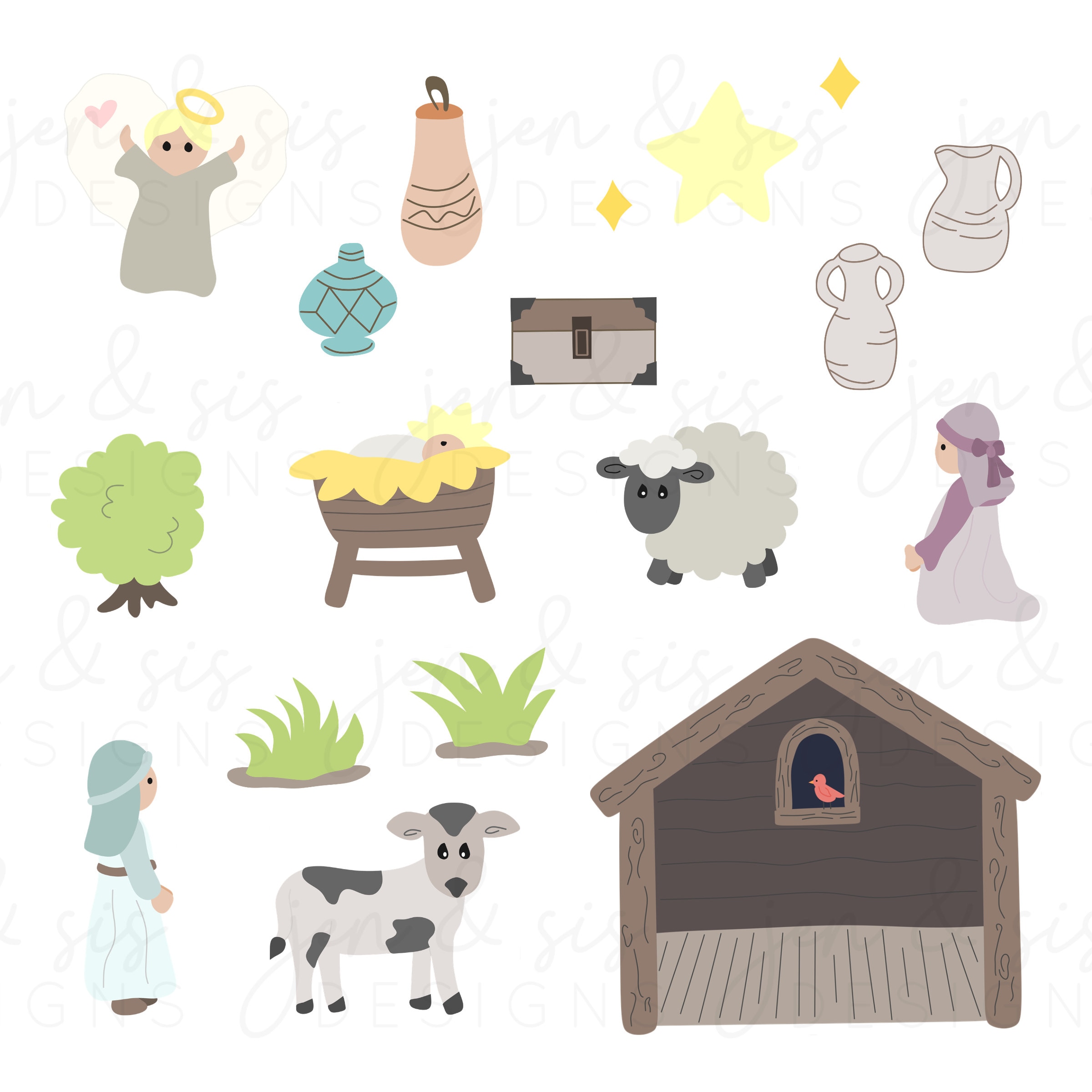 Nativity Clipart Set | Digital Download | Bible Story Clipart | for ...