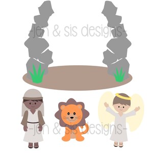 Daniel in the Lion's Den Clipart Set, Bible Story Clipart, Daniel, Lion ...