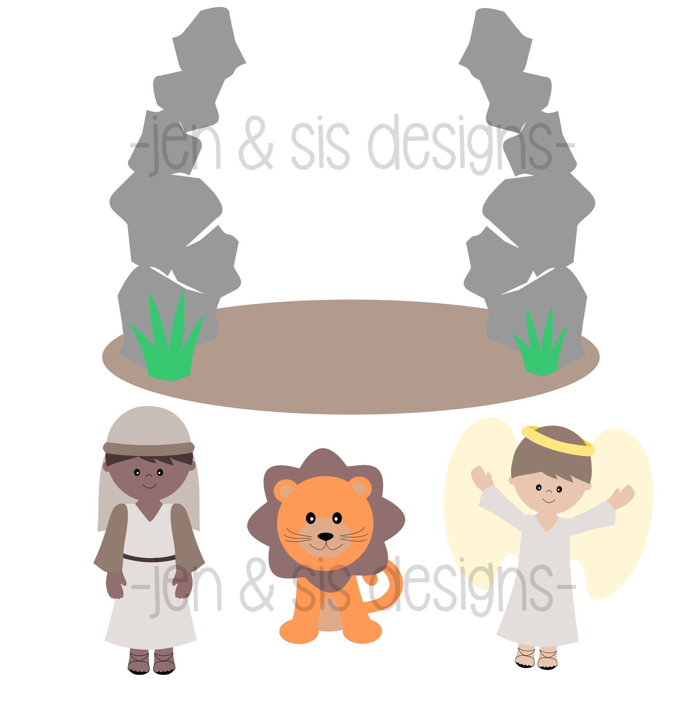 Daniel in the Lion's Den Clipart Set: Bible Story Graphics (digital ...