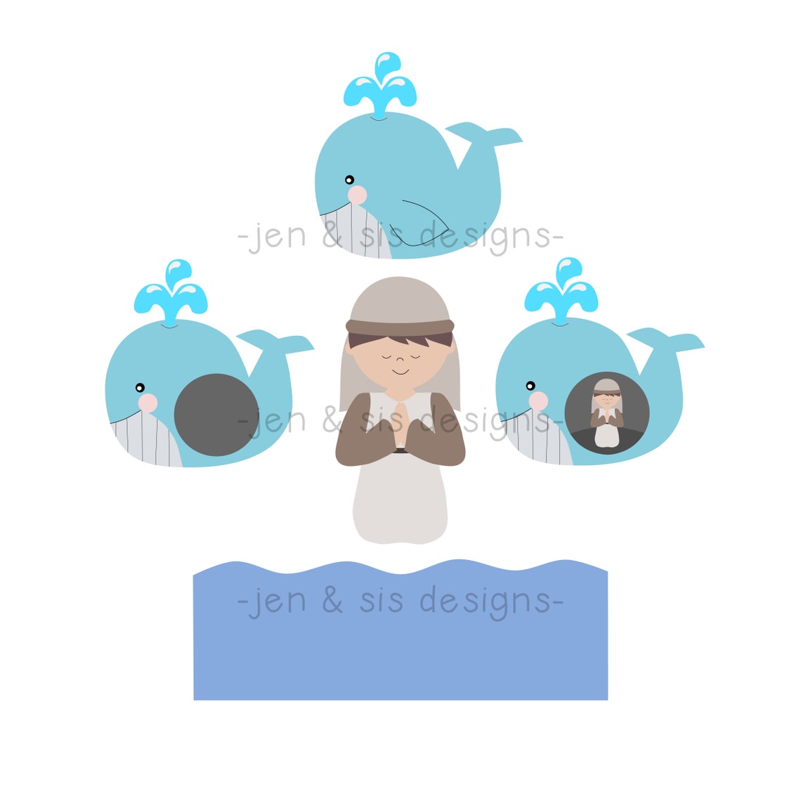 Jonah & the Whale Clipart Set | Digital Download | Bible Story Clipart ...