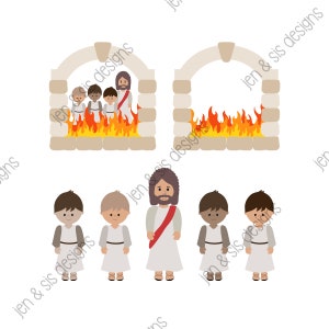 Fiery Furnace Bible Story Clipart: Daniel and Friends (digital Download ...
