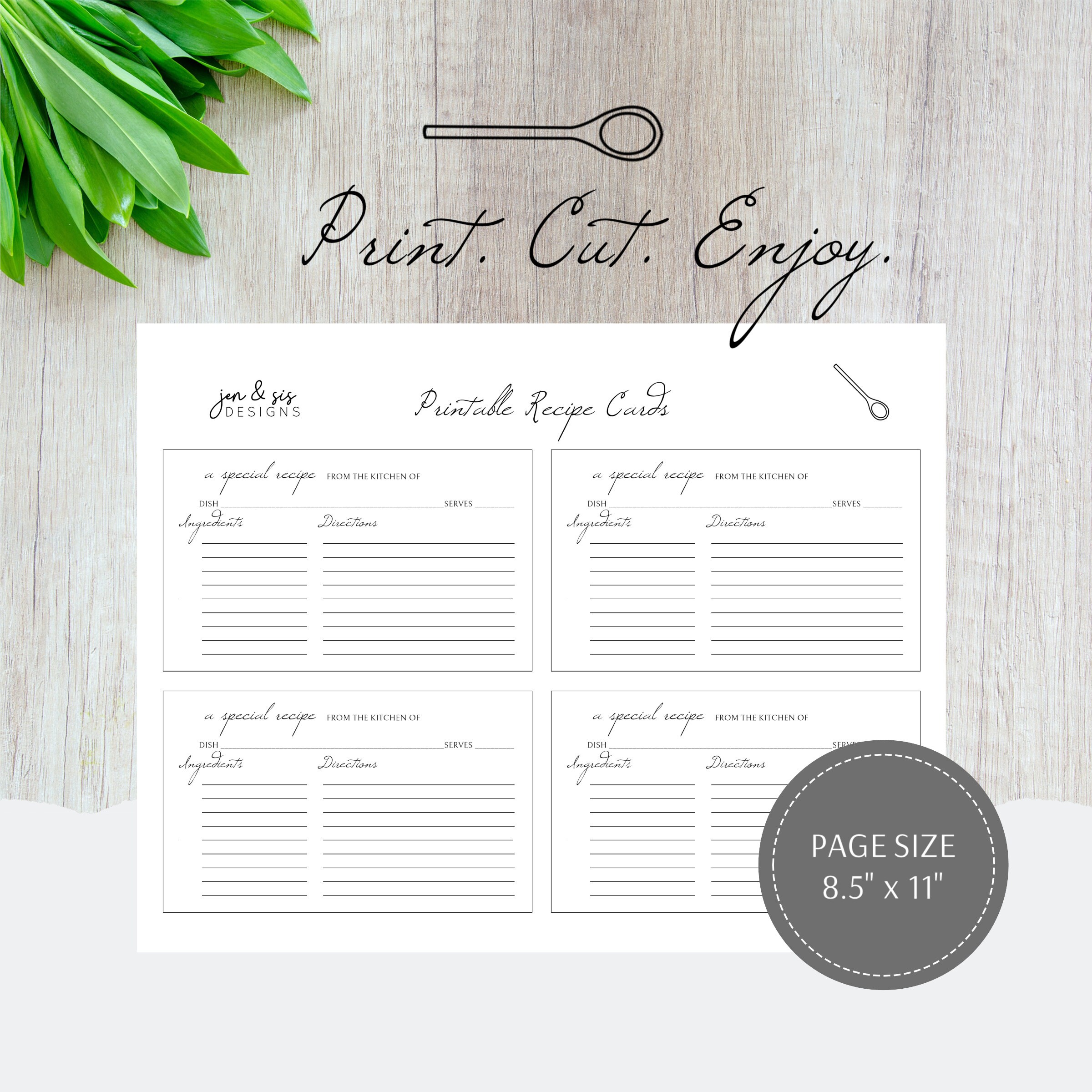 Printable Recipe Cards | Digital Download | PDF File - Etsy