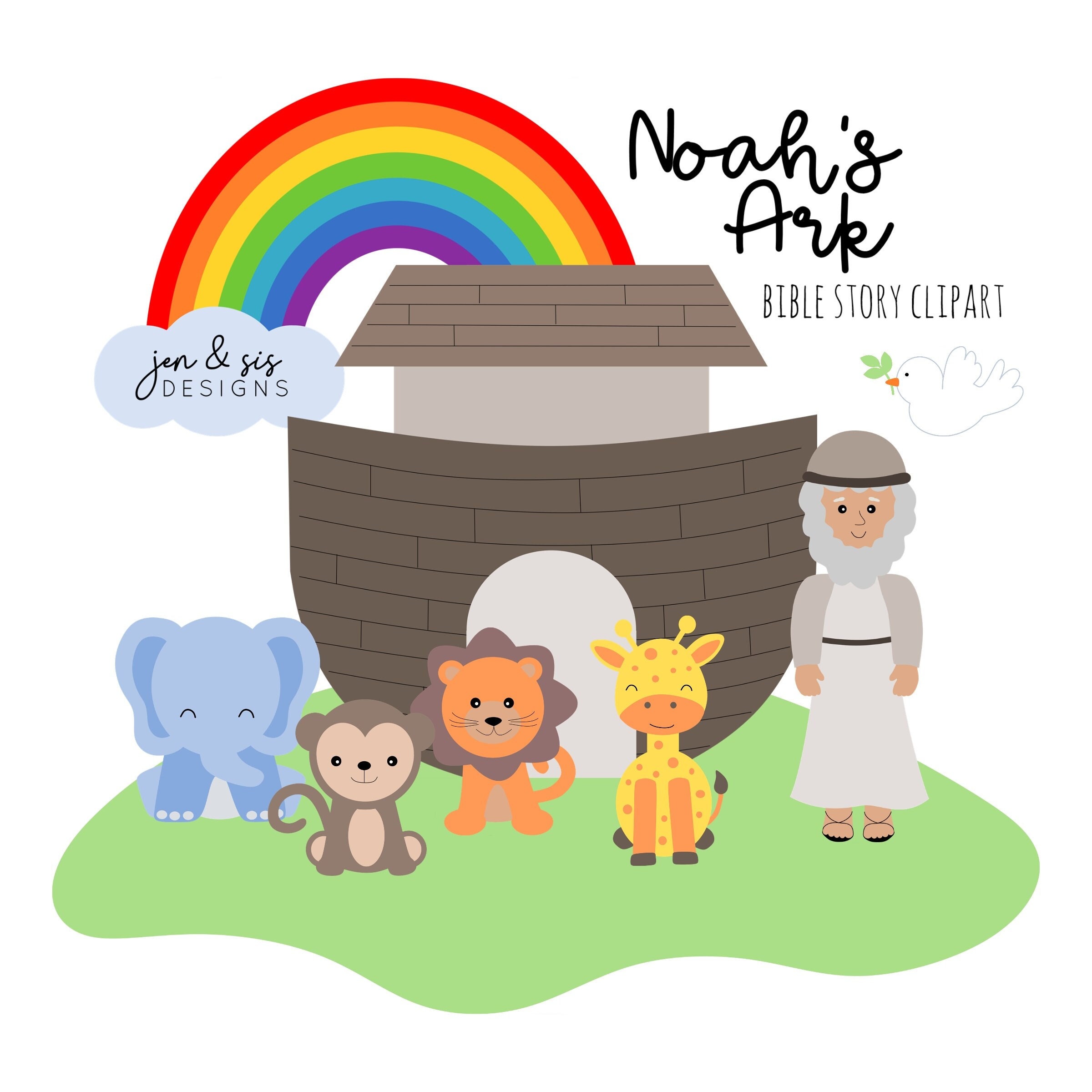 Noah's Ark Clipart Set | Bible Story Clipart | for Bible School ...