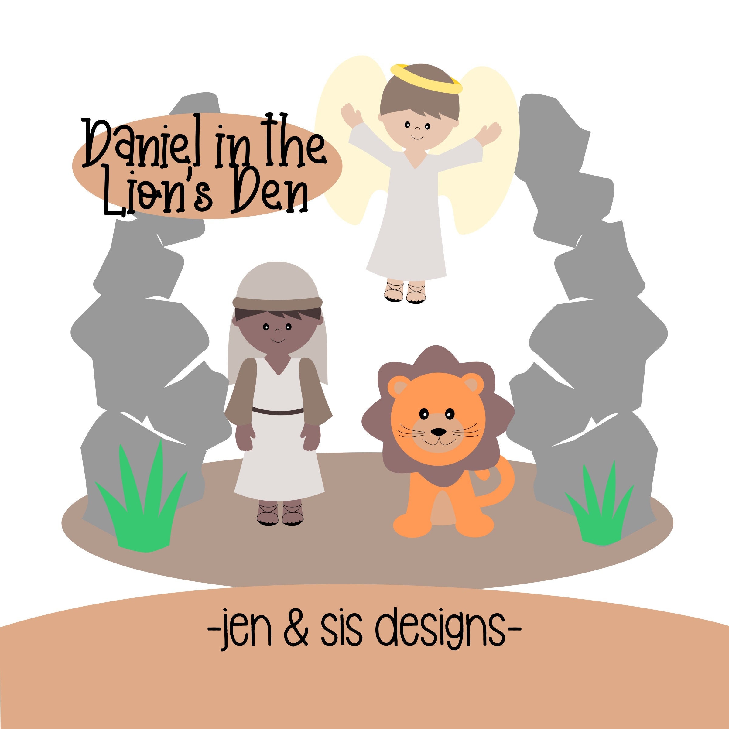 Daniel in the Lion's Den Clipart Set: Bible Story Graphics (digital ...