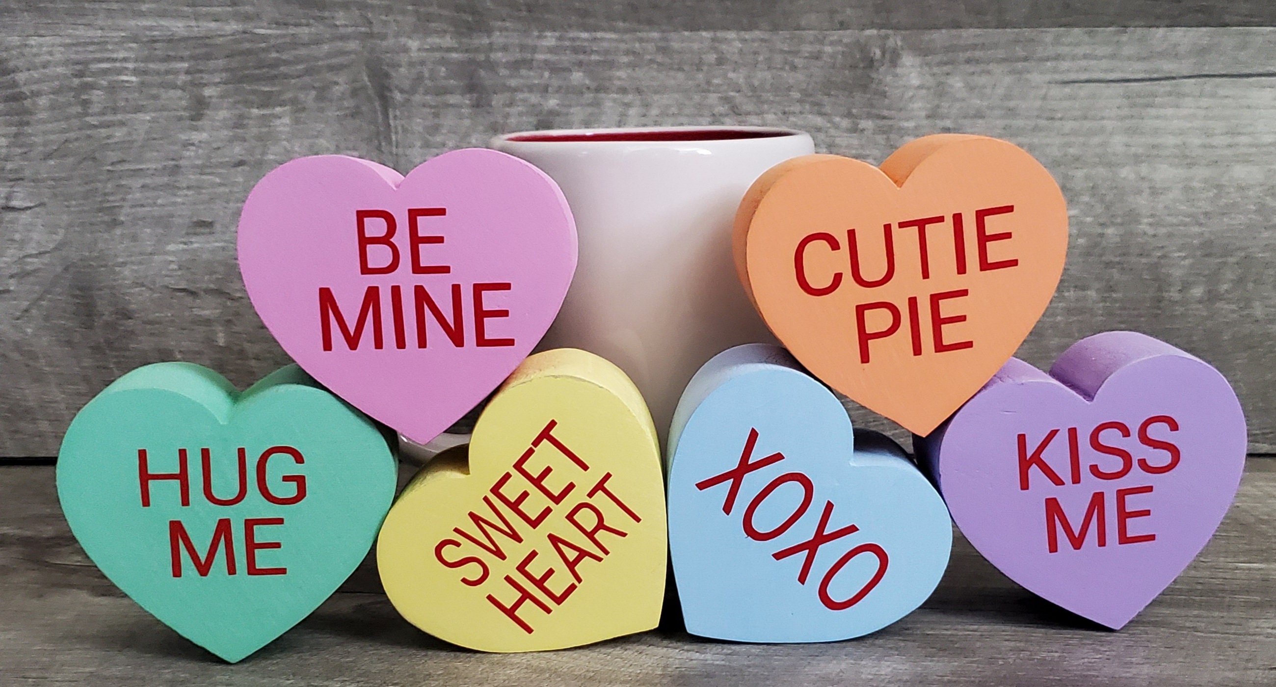 Conversation Hearts Valentines Day-farmhouse-wood Decor-made - Etsy