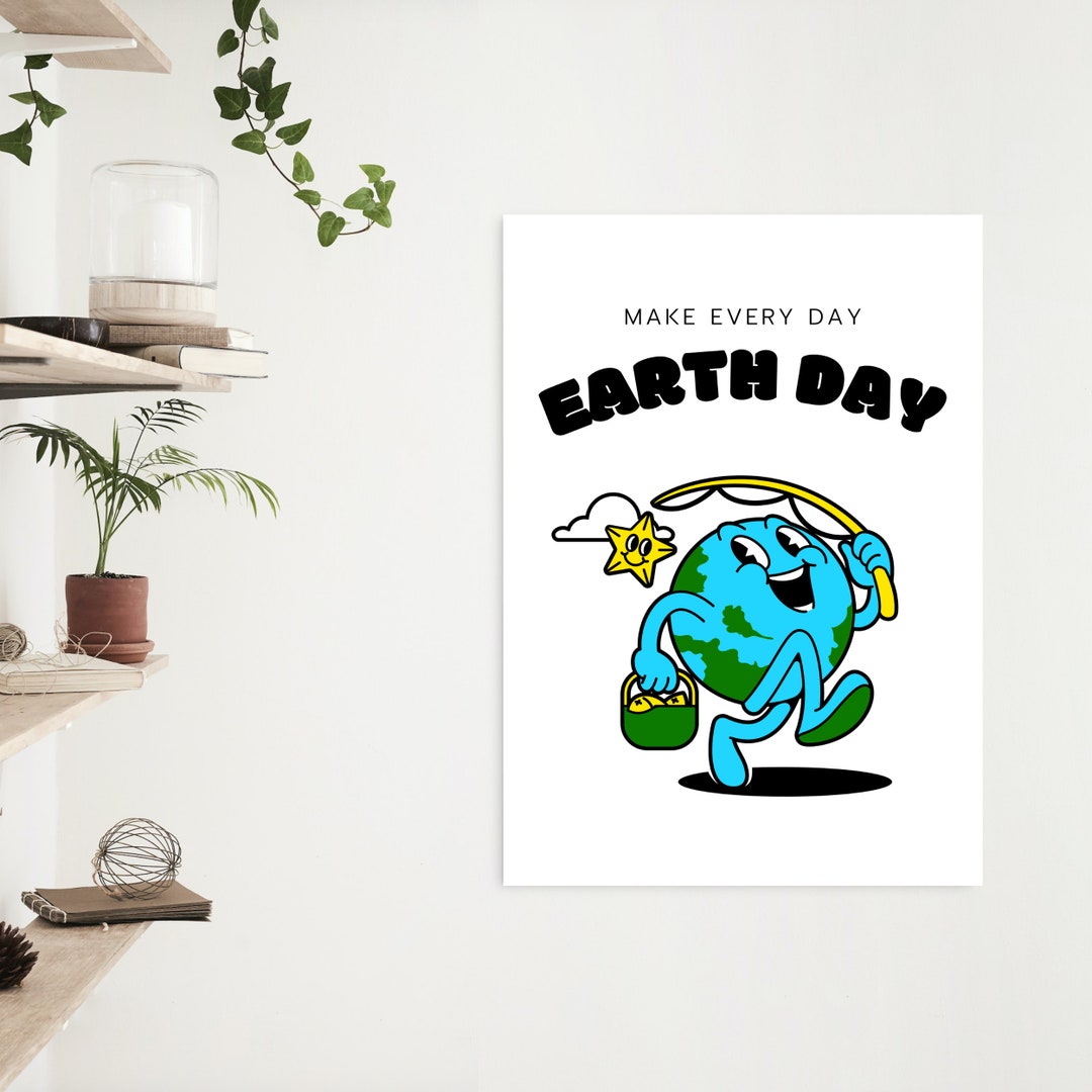 Make Every Day Earth Day - Retro Earth Day Globe Digital Art Download ...