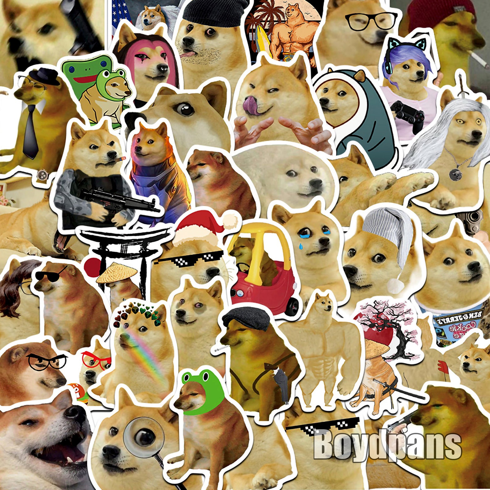 50 Pcs Cheems Stickers Funny Doge Meme Shiba Inu Vinilo - Etsy México