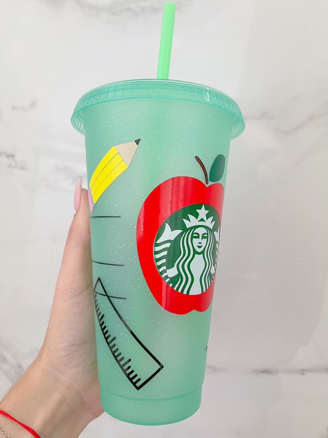 Teacher Apple | Personalized Starbucks Reusable Cup | Back to School ...