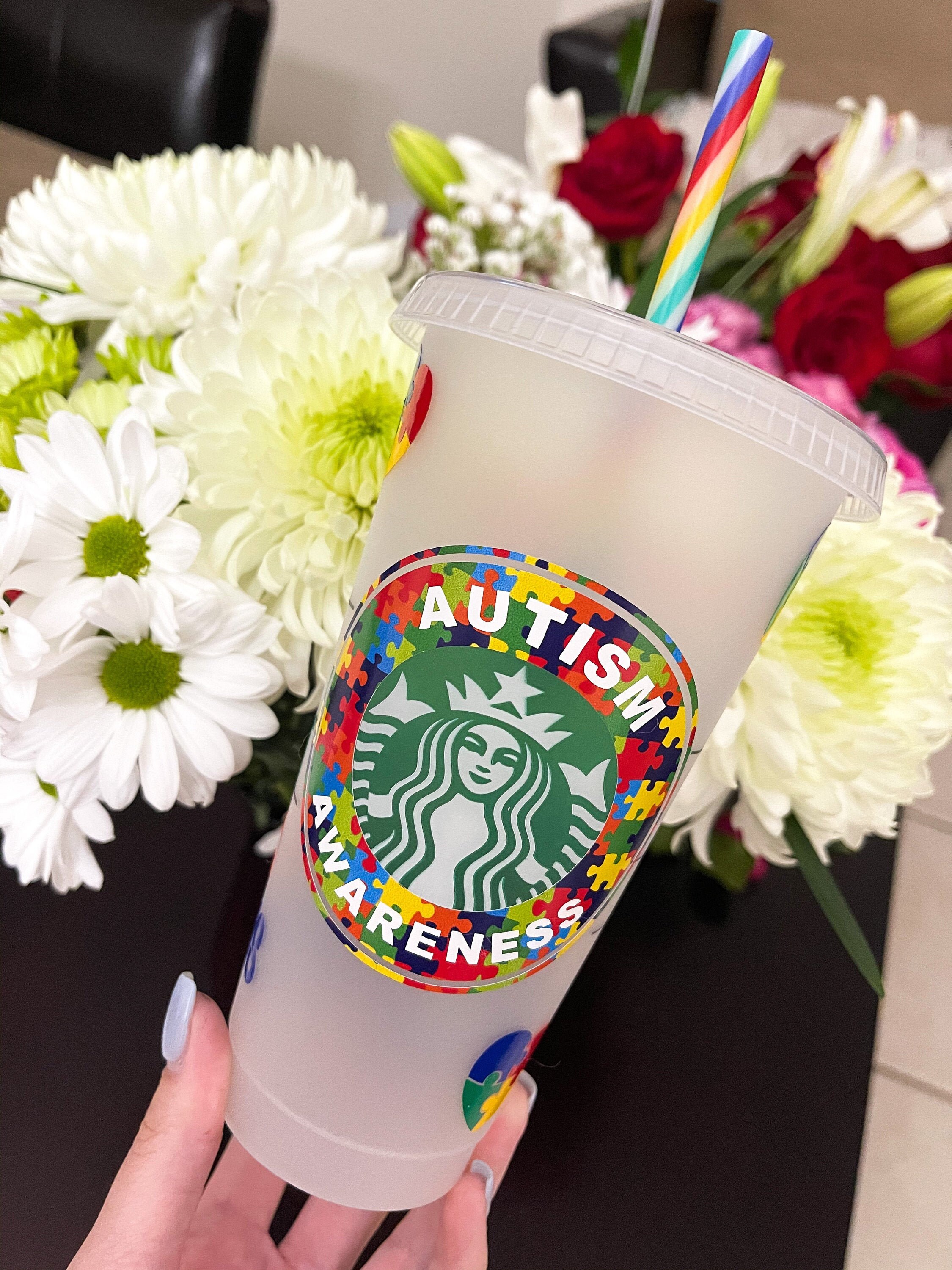 Autism Awareness Starbucks Venti Cold Cup Starbucks Cold Cup | Etsy