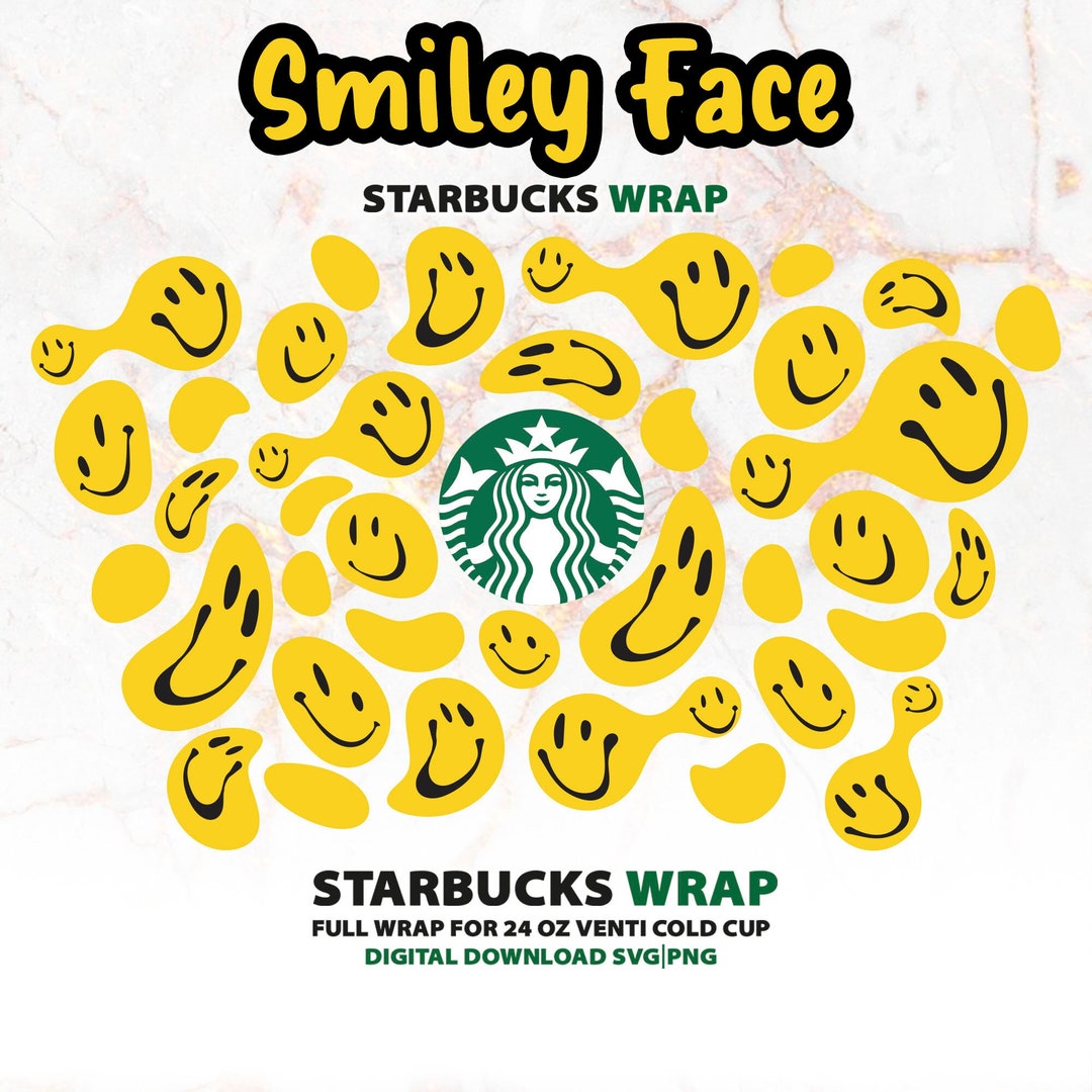 Full Wrap Starbucks Smiley Face Svg Png Starbucks Venti 24 Oz Cold Cup ...
