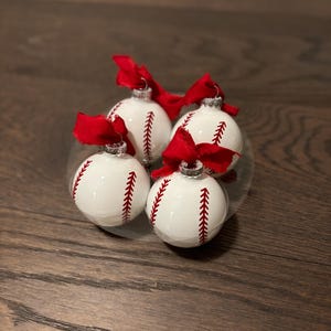 Personalized White Glass Baseball Ornament | Custom Sports Ornament ...