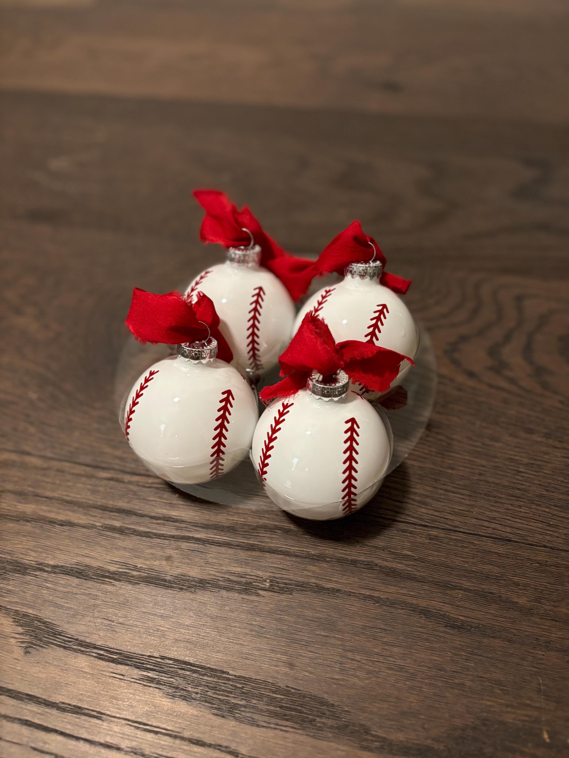 Personalized White Glass Baseball Ornament | Custom Sports Ornament ...